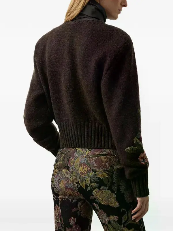Ralph Lauren Floral-intarsia Cashmere Sweater