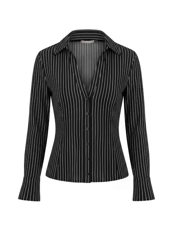 Alice + Olivia Freya Pinstripe Button-down Blouse