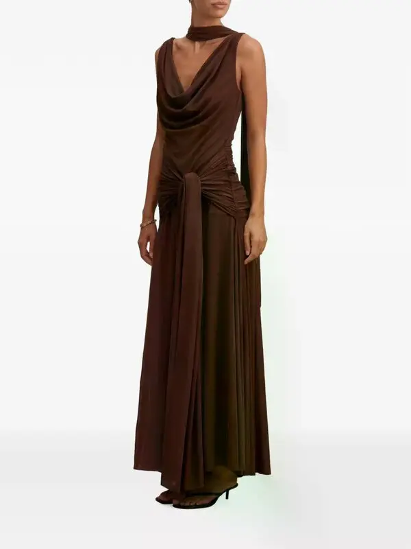 EVER NEW Vivianne Scarf-detail Maxi Dress - Brown
