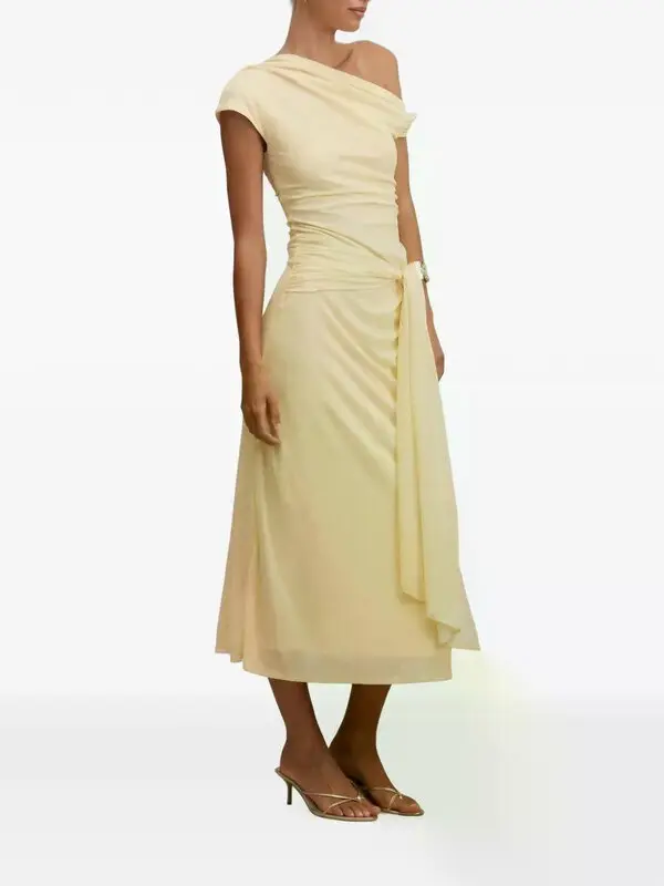 EVER NEW Piper Draped Tie One-shoulder Fitted Midi Dress - Yellow