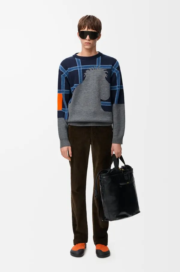 Loewe Sweater In Wool - Grey/multicolour