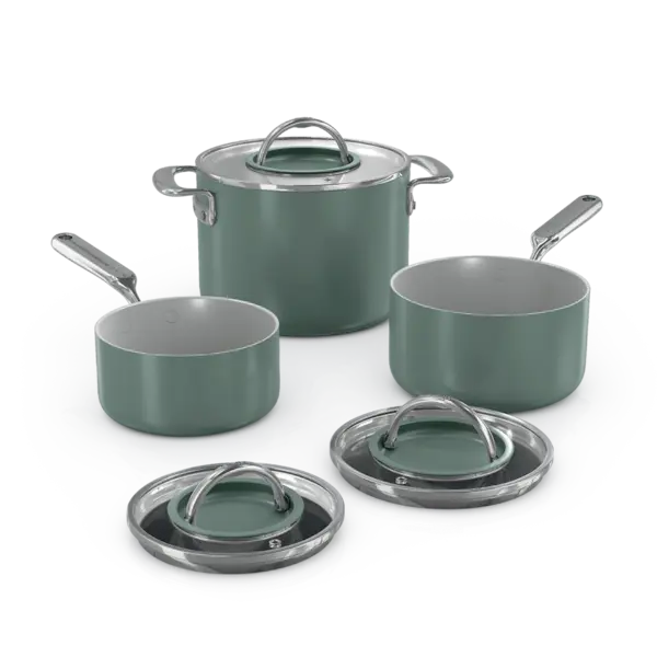NINJA Neverquit 6-piece Ceramic Saucepan Cookware Set - Forest Sage