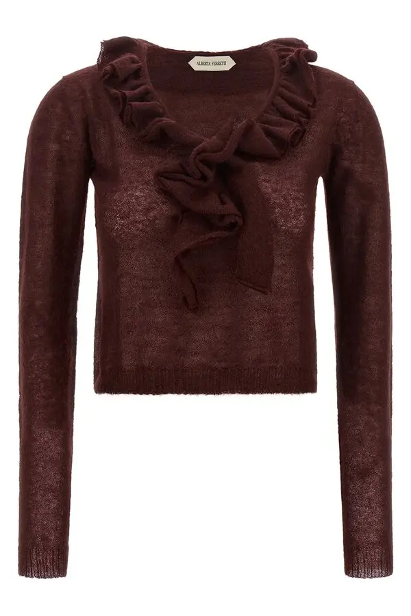 Alberta Ferretti Ruffled Sweater - Bordeaux