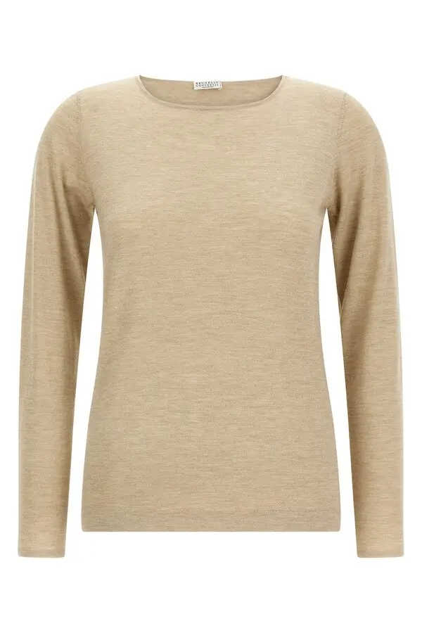Brunello Cucinelli Scollo A Barchetta In Lurex' Sweater - Beige