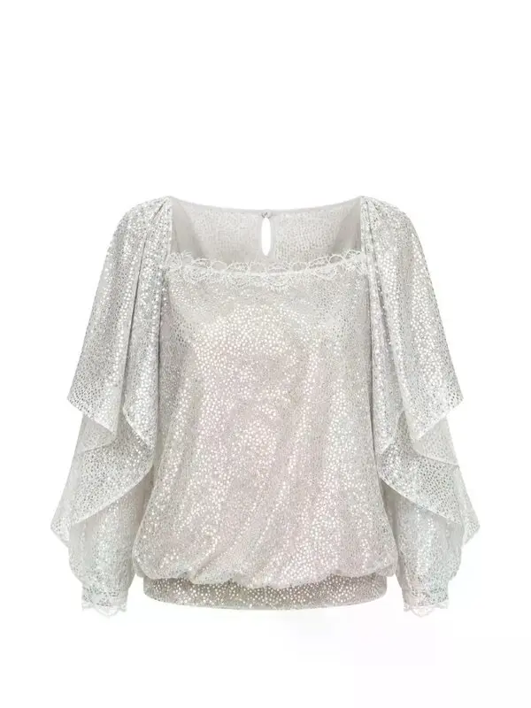 GEMY MAALOUF Lace-trim Shimmery Top