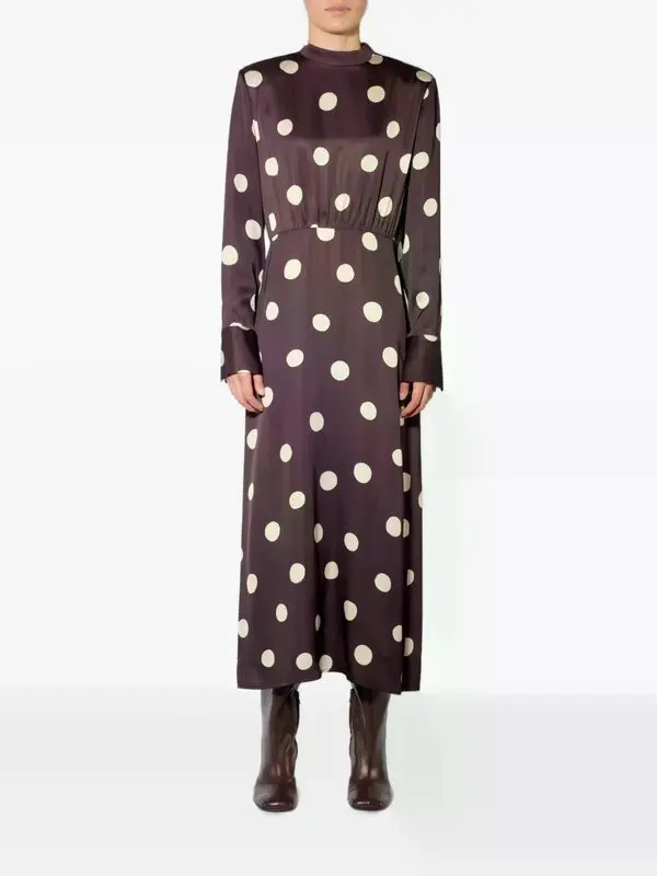 Liviana Conti Polka-dot Long-sleeve Maxi Dress - Brown