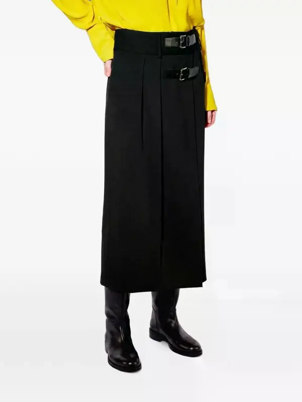 Liviana Conti Buckle-detail Pleated Midi Skirt - Black