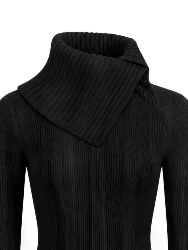 Sportmax Asymmetric-collar Ribbed-knit Sweater