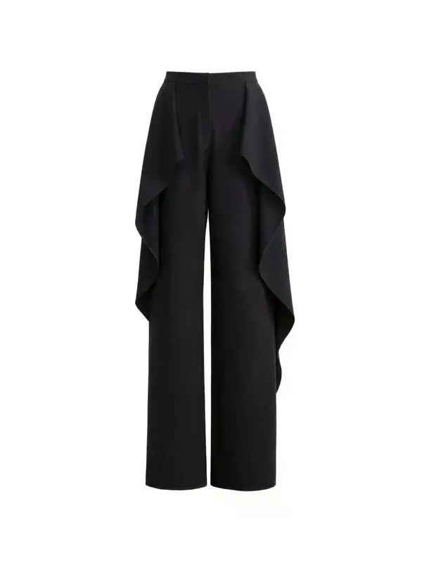 GEMY MAALOUF Ruffled Crepe-texture Trousers