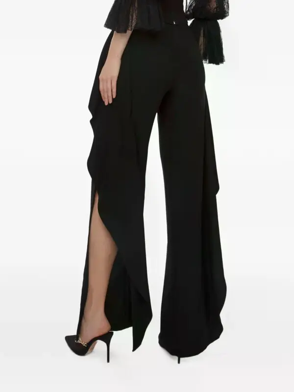 GEMY MAALOUF Ruffled Crepe-texture Trousers