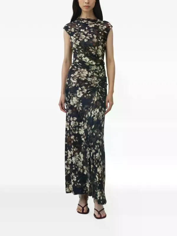 Simkhai Acacia Floral-print Draped Maxi Dress