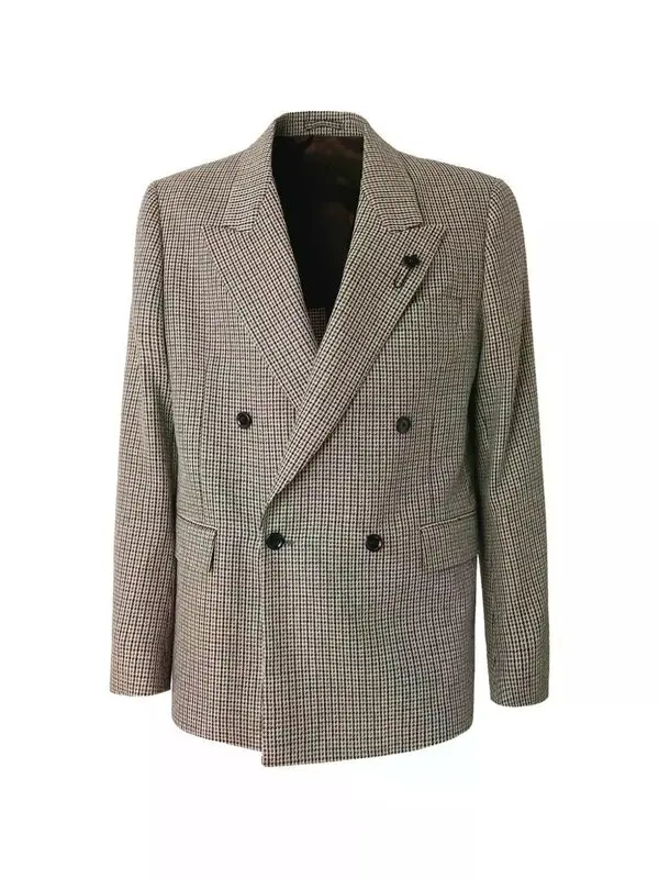 LARDINI Houndstooth Double-breasted Blazer