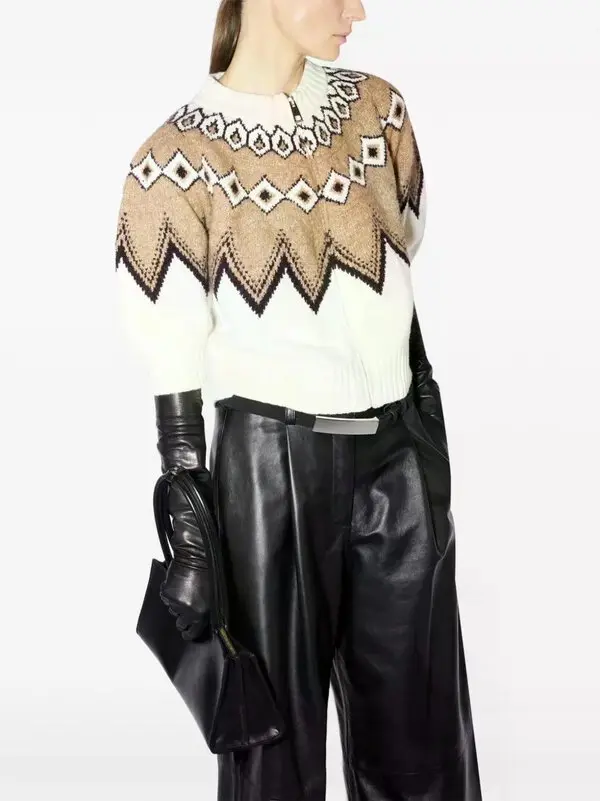 Liviana Conti Fair Isle-knit Zip-up Sweater - White