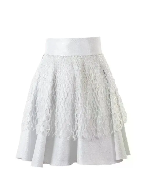 GEMY MAALOUF Shimmery Fishnet-overlay Skirt