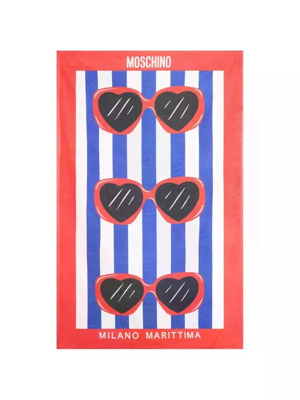 Moschino Heart-print Striped Beach Towel