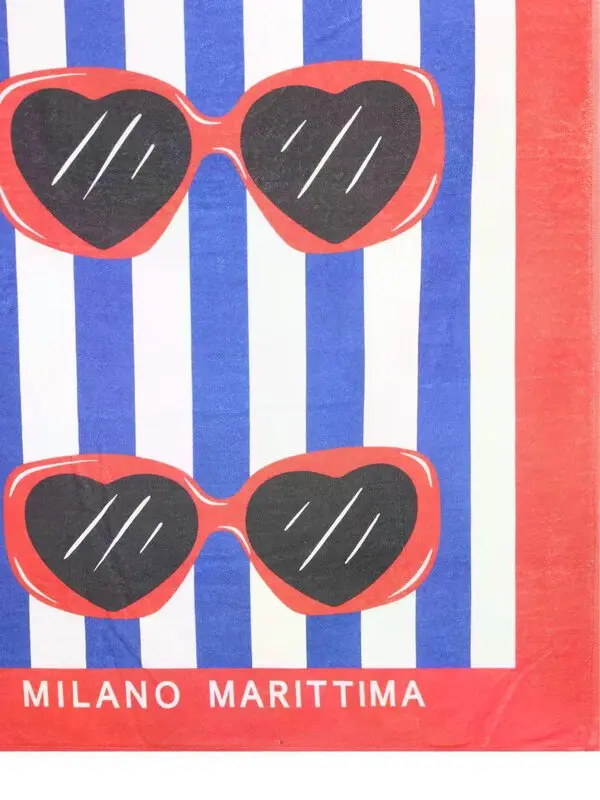 Moschino Heart-print Striped Beach Towel