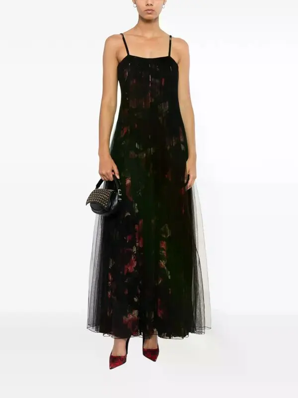 QUETSCHE Floral-print Tulle-overlay Dress