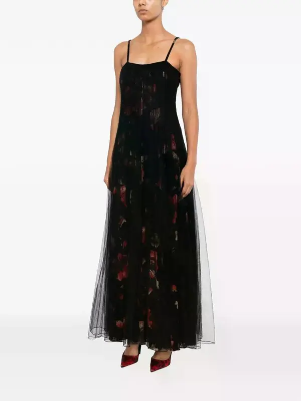 QUETSCHE Floral-print Tulle-overlay Dress