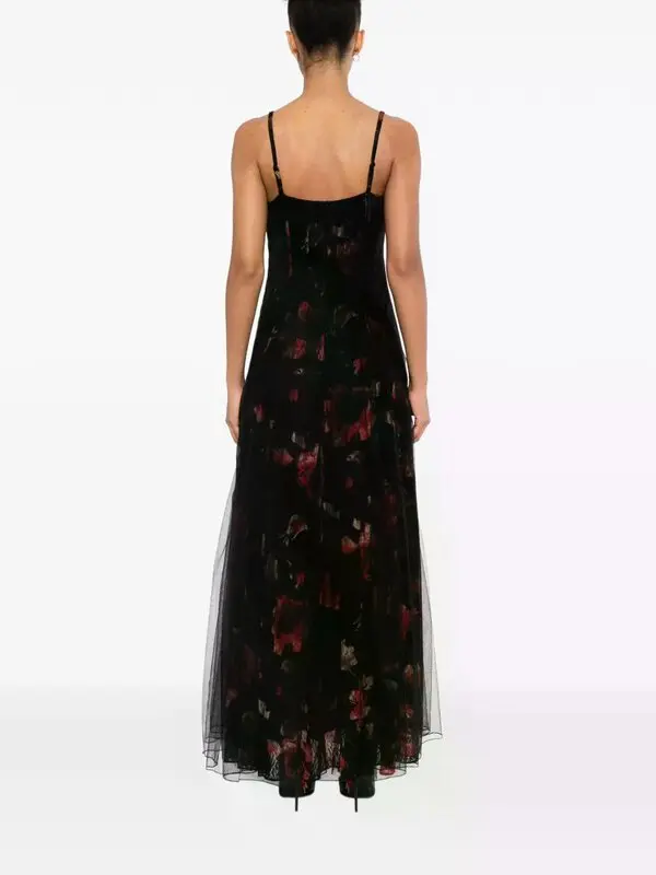 QUETSCHE Floral-print Tulle-overlay Dress