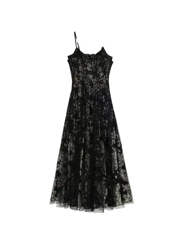 QUETSCHE Floral-jacquard Tulle-overlay Dress