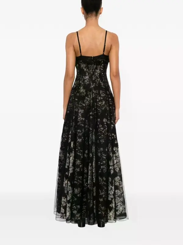 QUETSCHE Floral-jacquard Tulle-overlay Dress
