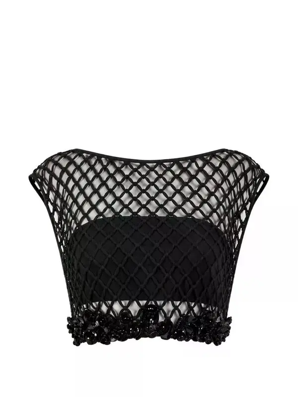 GEMY MAALOUF Embellished Mesh-overlay Top