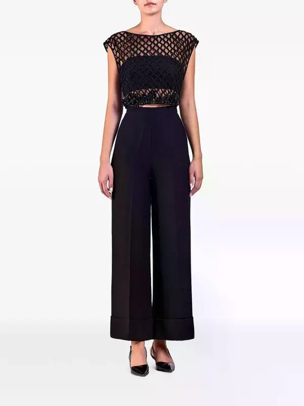 GEMY MAALOUF Embellished Mesh-overlay Top