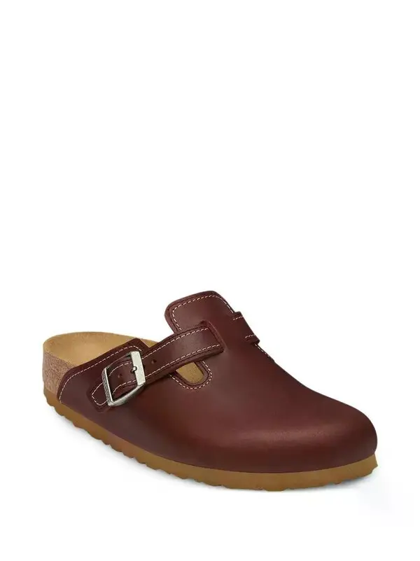 BIRKENSTOCK Boston Workwear Leather Buckle-strap Mules - Brown