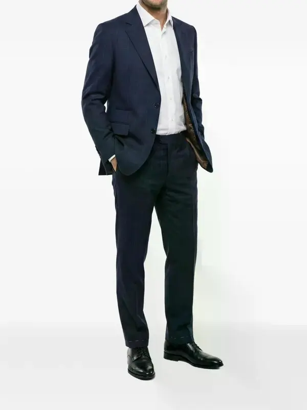 Brunello Cucinelli Windowpane-pattern Virgin Wool Suit