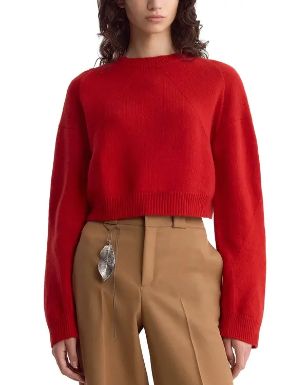 FFORME Marcela Wool & Cashmere Cropped Crewneck Sweater