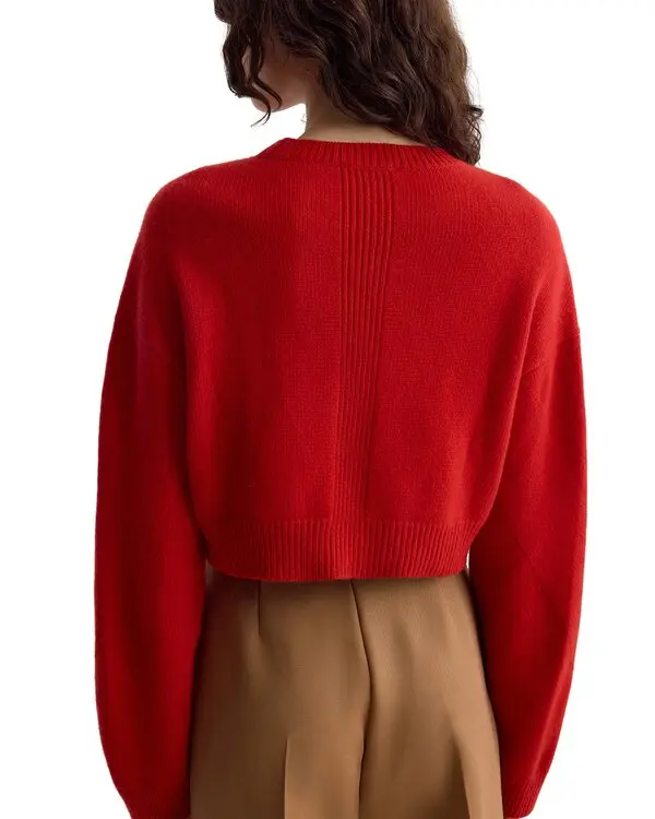 FFORME Marcela Wool & Cashmere Cropped Crewneck Sweater