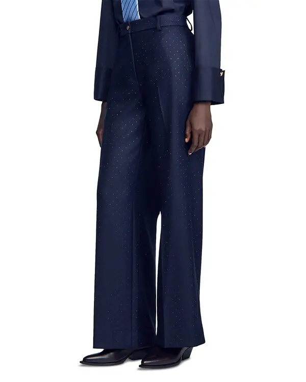 Sandro Ellington Wool Rhinestone Straight Leg Pants