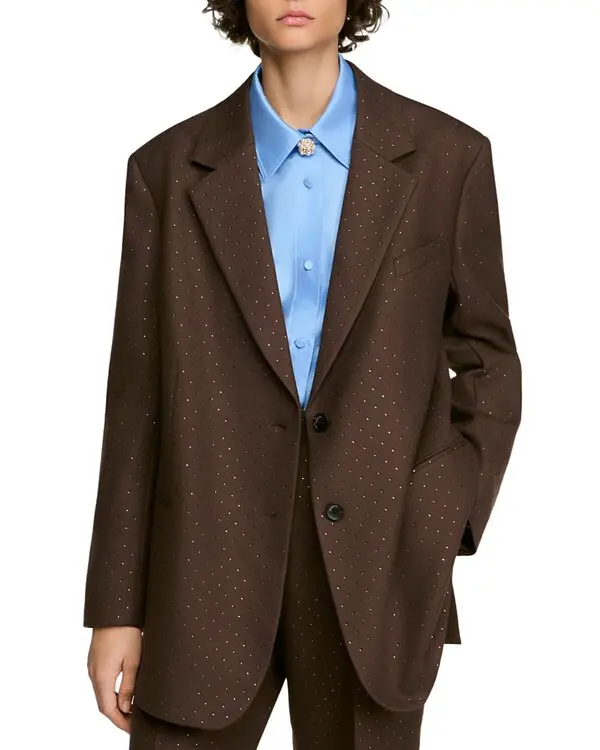 Sandro Beatrice Relaxed Rhinestone Blazer