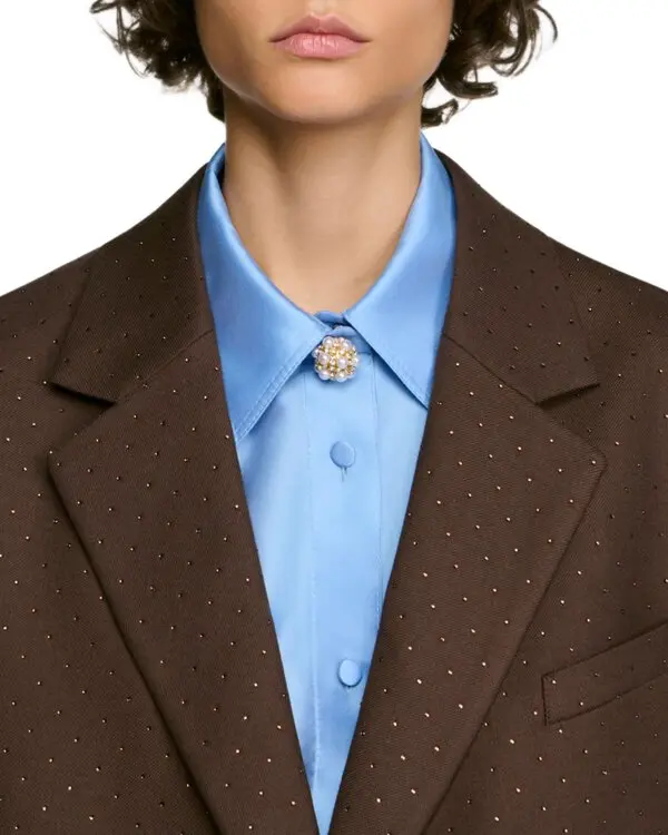 Sandro Beatrice Relaxed Rhinestone Blazer