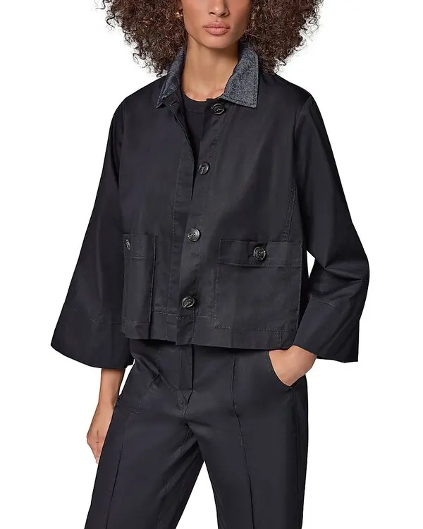DONNA KARAN WEEKEND Cotton Twill Bell Sleeve Trapeze Jacket