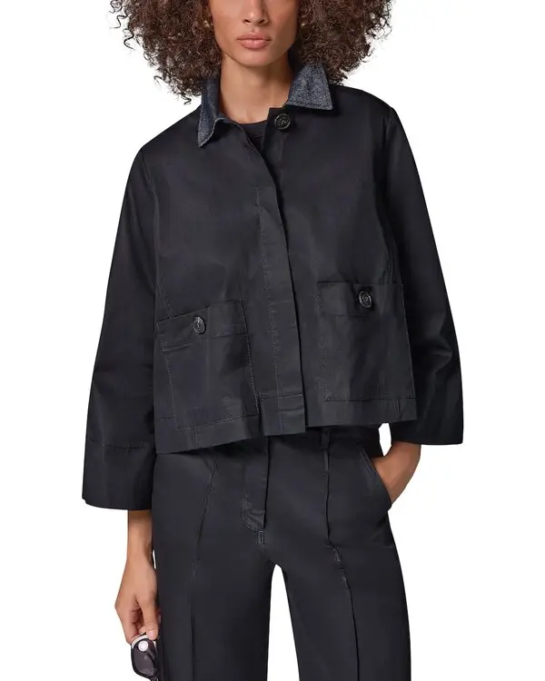 DONNA KARAN WEEKEND Cotton Twill Bell Sleeve Trapeze Jacket
