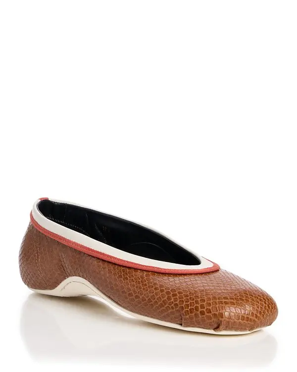Dries Van Noten Snake Embossed Leather Ballet Flats - Rust