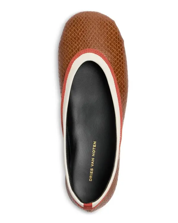 Dries Van Noten Snake Embossed Leather Ballet Flats