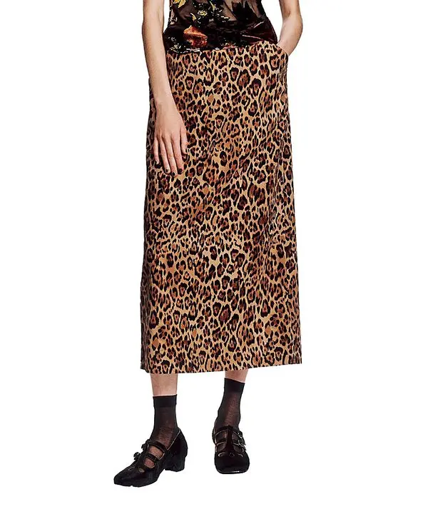 Anna Sui Leopard Denim Skirt