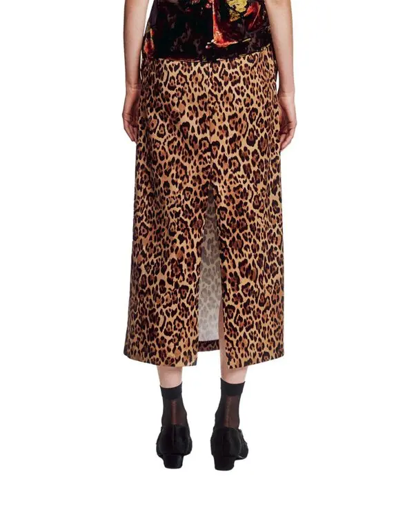 Anna Sui Leopard Denim Skirt