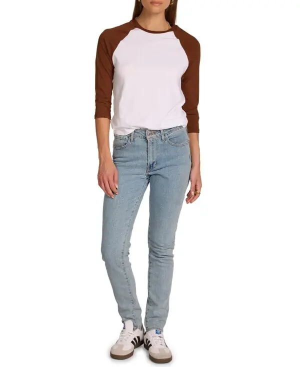 Michael Lauren Katya Raglan 3/4-sleeve Tee - White Cinamon