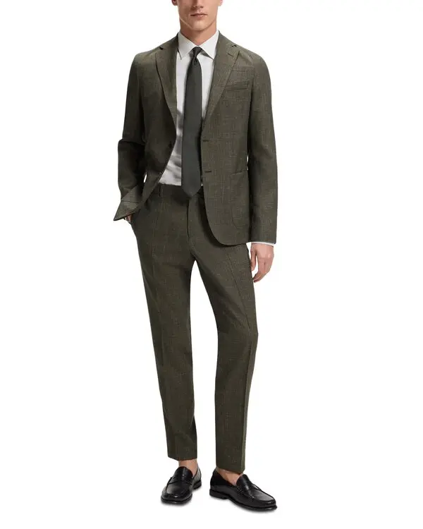 BOSS C-genius Wool & Linen Melange Slim Fit Suit Pants - Open Green