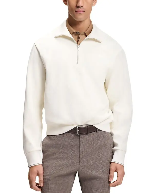 BOSS C-seidler Quarter Zip Cotton Sweatshirt