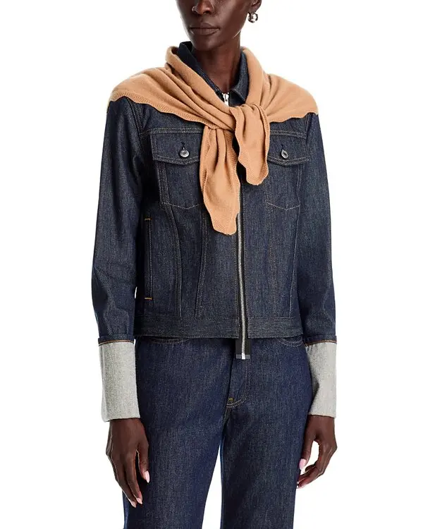 Echo Scallop Knit Wool Triangle Scarf - Camel Heather