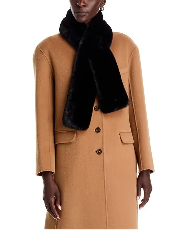 Echo Long Faux Fur Pull Through Scarf - Black