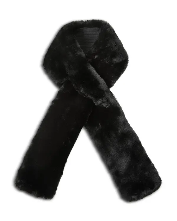 Echo Long Faux Fur Pull Through Scarf - Black