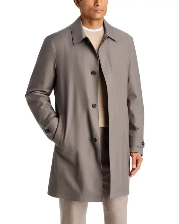 Corneliani Fly Front Raincoat With Removable Liner - Taupe