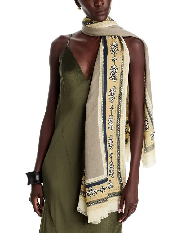Echo Embroidered Rug Wool Wrap - Pebble