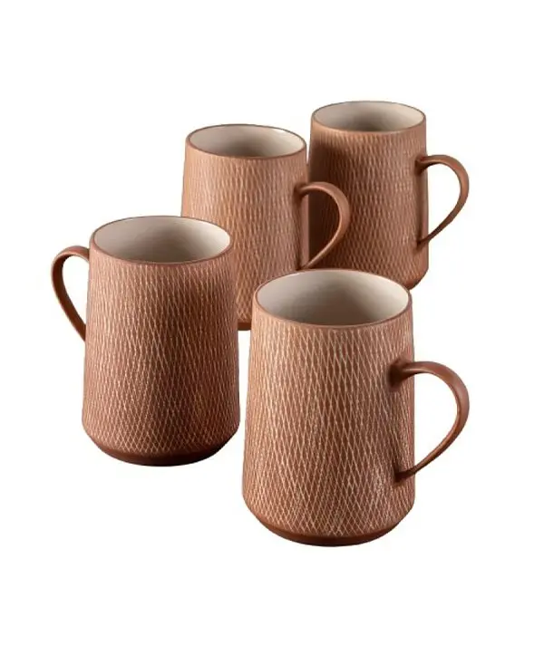 BE HOME Crosshatch Mugs, Set Of 4