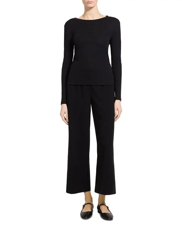 Theory Long Sleeve Henley Top - Black